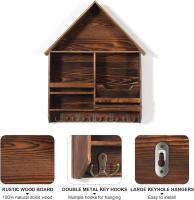 China Easy Install Decorative Wooden Key Hanging Rack with 5 Double Hooks Customized Logo for sale