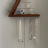 China Logo Customized Acceptable Unfinished Birch Wood Color Hanging Walnut Jewelry Organizer for sale