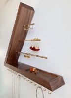 China Logo Customized Acceptable Unfinished Birch Wood Color Hanging Walnut Jewelry Organizer for sale