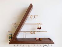 China Logo Customized Acceptable Unfinished Birch Wood Color Hanging Walnut Jewelry Organizer for sale