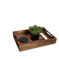 China Wooden Serving Tray with Metal Handles for Living Room Bedroom Entryway Kitchen Decor for sale