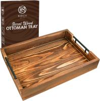 China Wooden Serving Tray with Metal Handles for Living Room Bedroom Entryway Kitchen Decor for sale