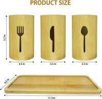 China Installation Type Standing Type Bamboo Utensil Holder with Wooden Cutlery Organizer for sale