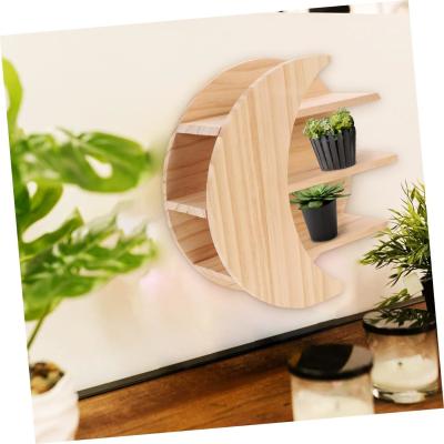 China Save Space with Wooden Moon Wall Mount Floating Shelves Sustainable Storage Solution for sale