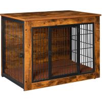 China Wall Mounted Cat Perch Wooden Dog Crate Furniture with Double Doors and Thick Cushion for sale