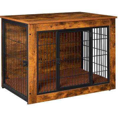 China Wall Mounted Cat Perch Wooden Dog Crate Furniture with Double Doors and Thick Cushion for sale