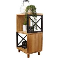 China Natural Wood Color Living Room Metal Modern Nightstand Bedside Table for Small Spaces for sale