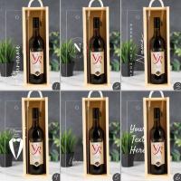 China Custom Order Accepted Laser Engraved Wooden Wine Box with Acrylic Inserts and Sliding Lid for sale