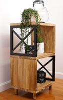 China Natural Wood Color Living Room Metal Modern Nightstand Bedside Table for Small Spaces for sale