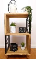 China Natural Wood Color Living Room Metal Modern Nightstand Bedside Table for Small Spaces for sale