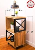 China Natural Wood Color Living Room Metal Modern Nightstand Bedside Table for Small Spaces for sale
