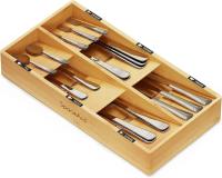 China Organizer Silverware Drawer with Plain Wooden Box 6 Slots Bamboo Tray Holder in Natural for sale
