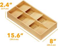 China Organizer Silverware Drawer with Plain Wooden Box 6 Slots Bamboo Tray Holder in Natural for sale