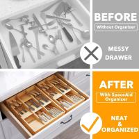 China Organizer Silverware Drawer with Plain Wooden Box 6 Slots Bamboo Tray Holder in Natural for sale