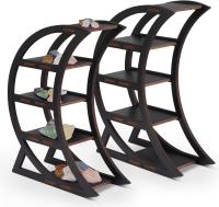 China Apartment Wooden Crystal Display Shelf Holder Moon Decorative Shelves for Living Room for sale
