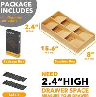 China Organizer Silverware Drawer with Plain Wooden Box 6 Slots Bamboo Tray Holder in Natural for sale