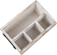 China Non-folding Rack for Utensils and Napkins White Washed Solid Wood Black Metal Handles for sale
