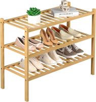 China Home Storage Wood Shoe Rack for Small Spaces 3 Tier Bamboo Shoe Shelf Organizer for sale