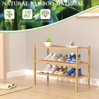 China Home Storage Wood Shoe Rack for Small Spaces 3 Tier Bamboo Shoe Shelf Organizer for sale