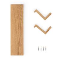 China Double Tiers Wooden Office Decoration Floating Wall 2 Shelves Oak Minimalist Ledge Shelf for Home Save Space for sale