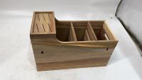 China Embossed Acacia Wood Kitchen Counter Storage Box with Large Capacity and Exquisite Design for sale