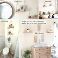 China Wooden Wall Shelf Set of 2 Floating Shelves for Bathroom Organization Ideas for sale