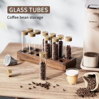 China Versatile Wooden Coffee Bean Storage Container with Single Dose Tube and Holder Stand for sale