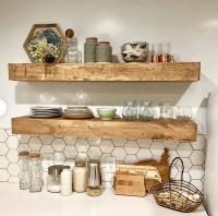 China Rustic Style Wood Floating Shelves 3 Inches Thick 10 Inches Deep Customizable OEM ODM for sale