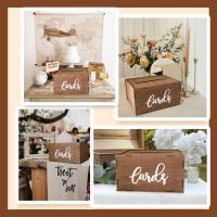 China Wedding Card Box for Reception Brown Wooden Envelope Money Box Printing Laser Engrave for sale