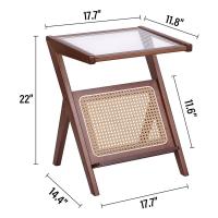 China General Home Furniture Modern Rattan Woven Coffee Table Glass Bedside Table Corner for sale