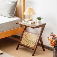 China General Home Furniture Modern Rattan Woven Coffee Table Glass Bedside Table Corner for sale