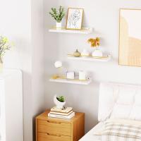 China Bathroom Wall Shelves Set of 3 with Gold Metal Guardrail and BAMBOO Wood 41X13.5X2cm for sale