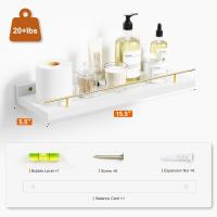 China Bathroom Wall Shelves Set of 3 with Gold Metal Guardrail and BAMBOO Wood 41X13.5X2cm for sale