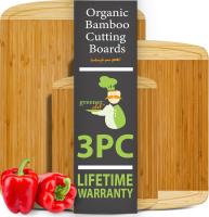 China Organic Bamboo Cutting Board Set of 3 with Lifetime Replacements and Juice Groove for sale