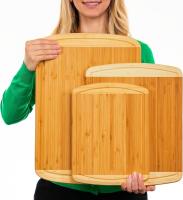 China Organic Bamboo Cutting Board Set of 3 with Lifetime Replacements and Juice Groove for sale