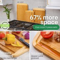 China Organic Bamboo Cutting Board Set of 3 with Lifetime Replacements and Juice Groove for sale