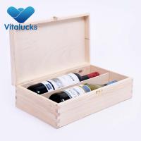 China Unfinished Pine Wooden Wine Box with Gift Package 34x20x10cm Customized for sale