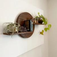 China Wooden Wall Shelf Floating Frame Crystal Display Plant Stand for Living Room Display for sale