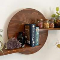 China Wooden Wall Shelf Floating Frame Crystal Display Plant Stand for Living Room Display for sale