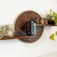 China Wooden Wall Shelf Floating Frame Crystal Display Plant Stand for Living Room Display for sale