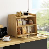 China Custom Order Extra Large 2-Shelf Wooden Bread Storage Container for Kitchen Countertop for sale