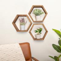 China Living Room Furniture Set of 3 Rustic Wooden Floating Shelves for Modern Wall Storage for sale