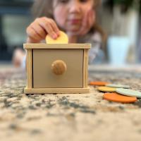 China Wooden Coin Box Toy for Kids Small Square Customized Pine Handmade Wood Other Gift Craft for sale