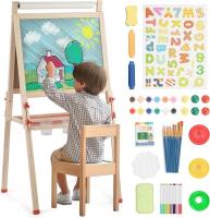 China Solid Wood Adjustable Double Side Art Drawing Standing Chalkboard with Pine Material for sale