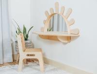 China Living Room Wall-Mounted Activity Table with Chair Wood Style PANEL Toddler Furniture for sale