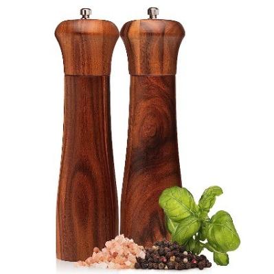China Wooden Salt and Pepper Grinder Set Adjustable Ceramic Grinding Mechanism for Food Industry for sale