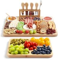 China Bamboo Cheese Board and Knife Set for Kitchen Cutting Stocked Printing Laser Engrave for sale