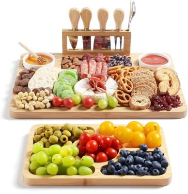 China Bamboo Cheese Board and Knife Set for Kitchen Cutting Stocked Printing Laser Engrave for sale