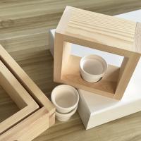 China 3pcs Solid Pine Wood Wall Shelf Set with White Ceramic Planters Handmade Home Office Decor for sale