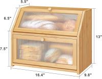 China Acrylic Wavy Door Bread Storage Box Double Layer Bamboo Wood Design for Kitchen Counter for sale